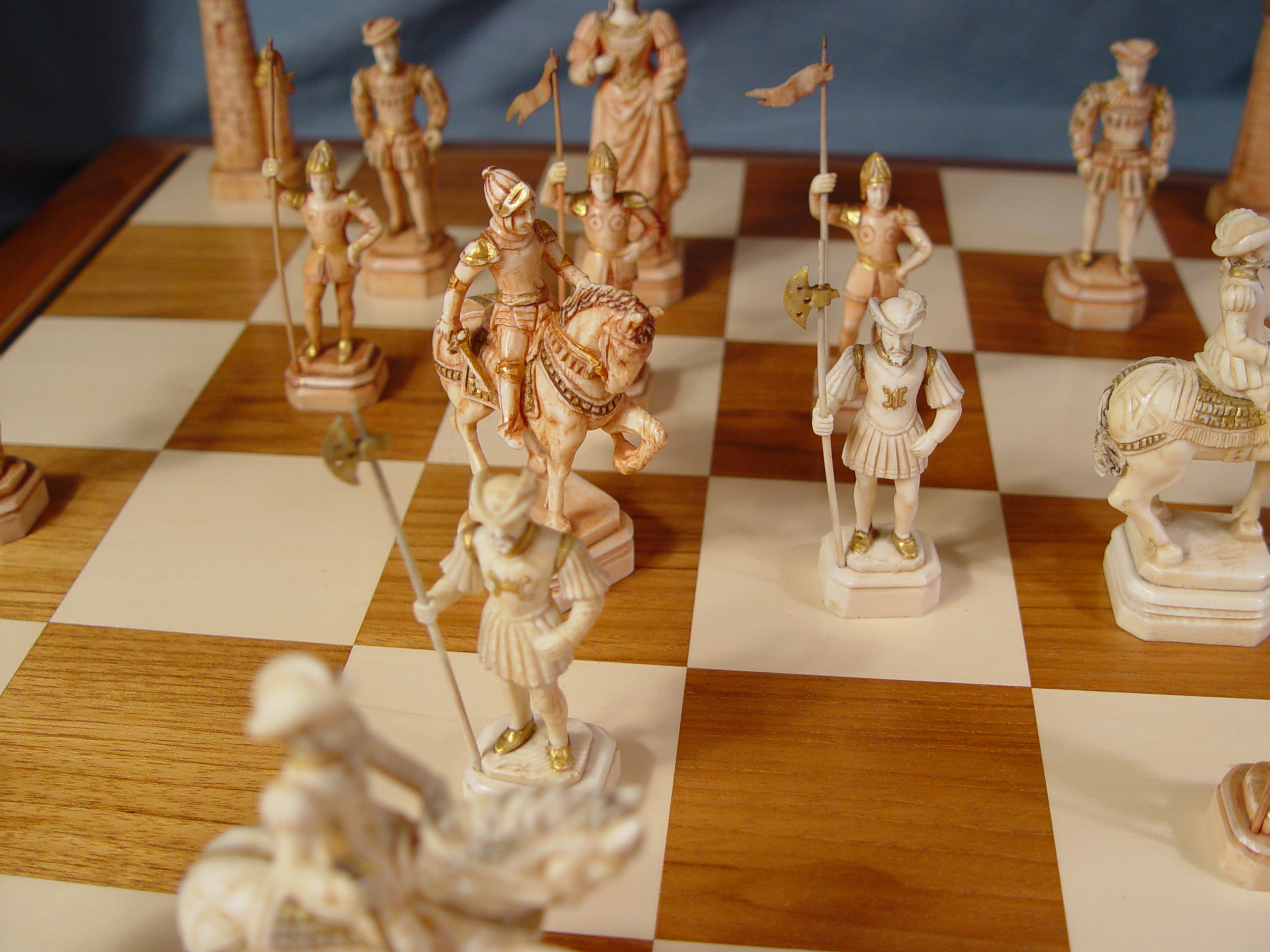 French Ivory Figural Chess Set - Henry VIII vs. Francois I - Black King ...