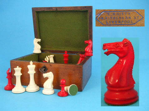 Whitty Ivory Chess Set in Original Stamped Box